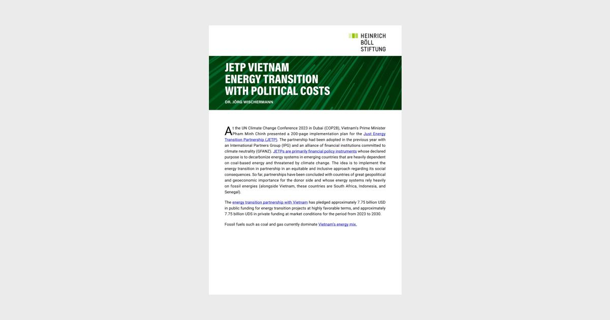JETP Vietnam Energy Transition with Political Costs | Heinrich Böll ...